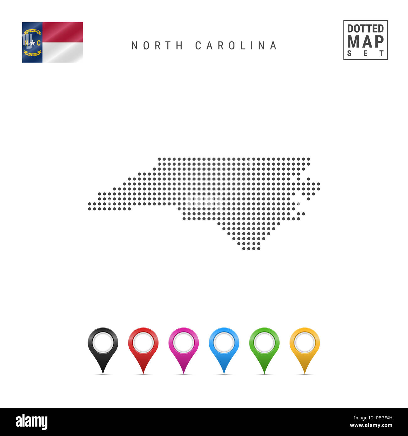Dots Pattern Map of North Carolina. Stylized Simple Silhouette of North ...