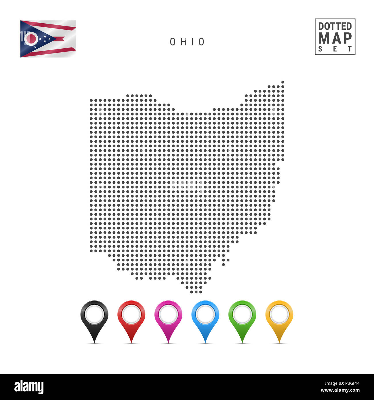Dots Pattern Map of Ohio. Stylized Simple Silhouette of Ohio. The Flag ...