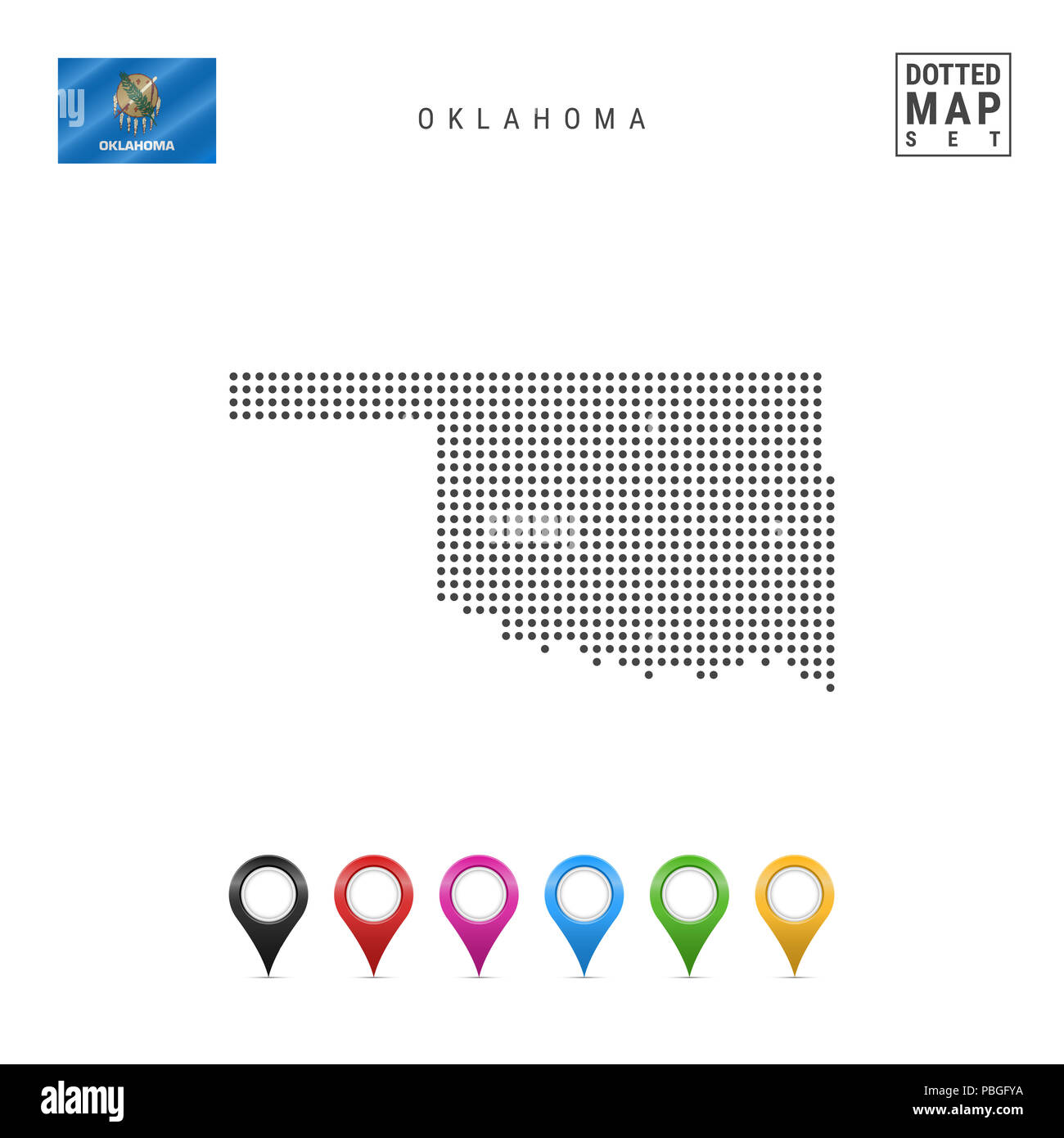 Dots Pattern Map of Oklahoma. Stylized Simple Silhouette of Oklahoma ...