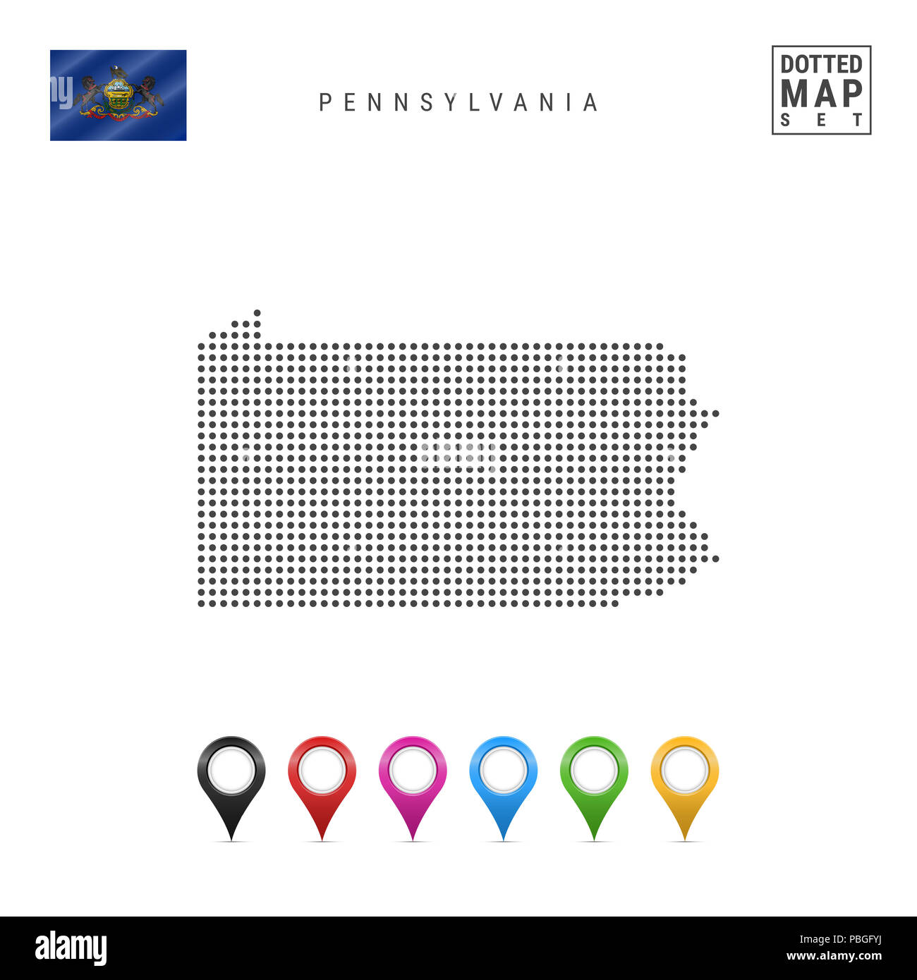 Dots Pattern Map of Pennsylvania. Stylized Simple Silhouette of ...