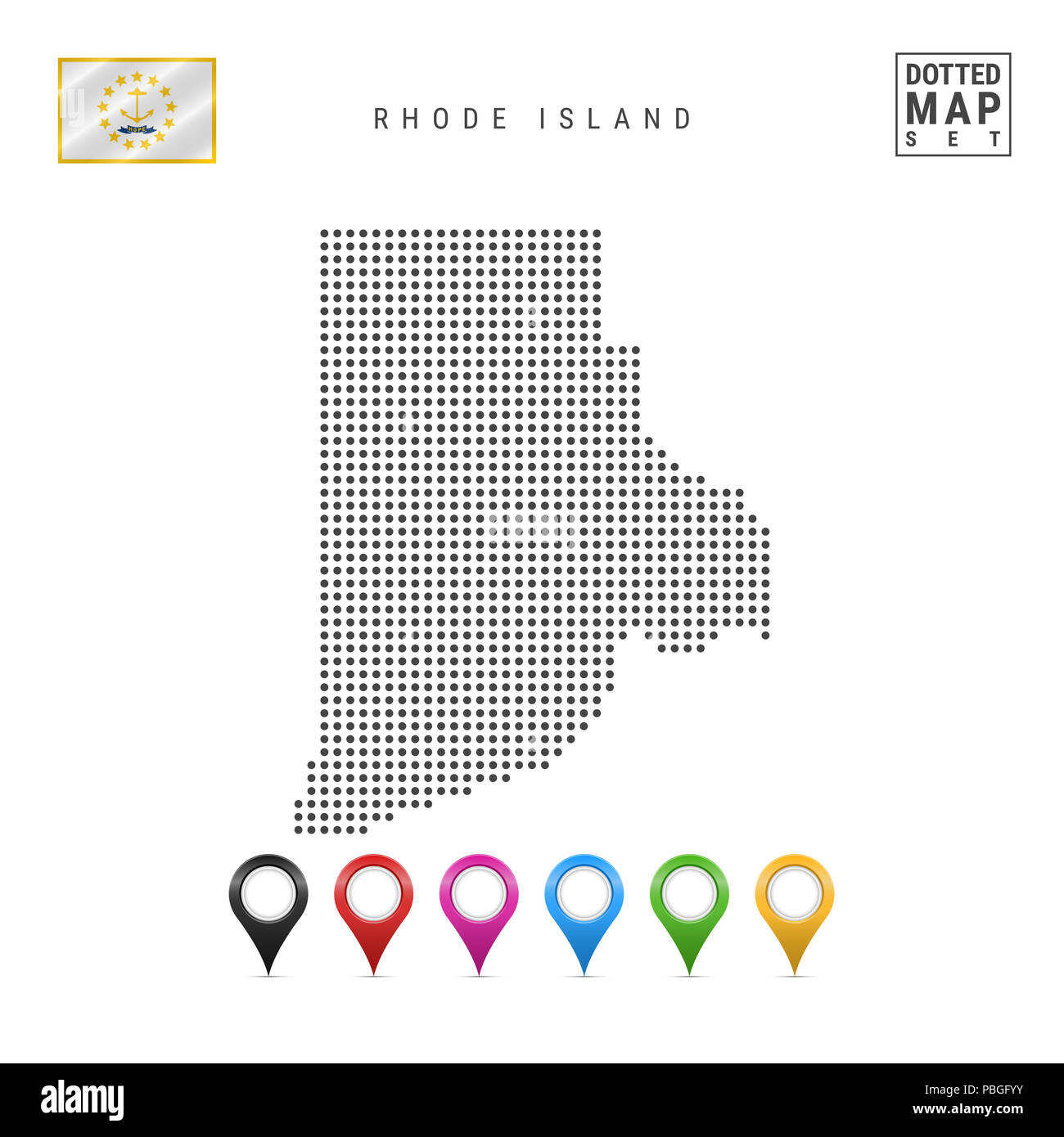 Dots Pattern Map of Rhode Island. Stylized Simple Silhouette of Rhode ...