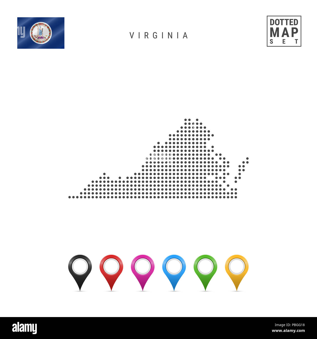 Dots Pattern Map of Virginia. Stylized Simple Silhouette of Virginia ...