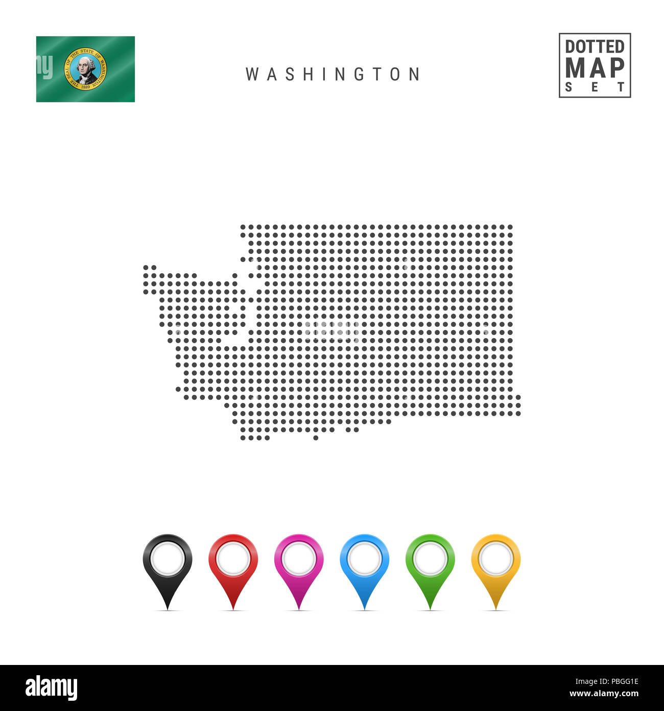 Dots Pattern Map of Washington. Stylized Simple Silhouette of ...