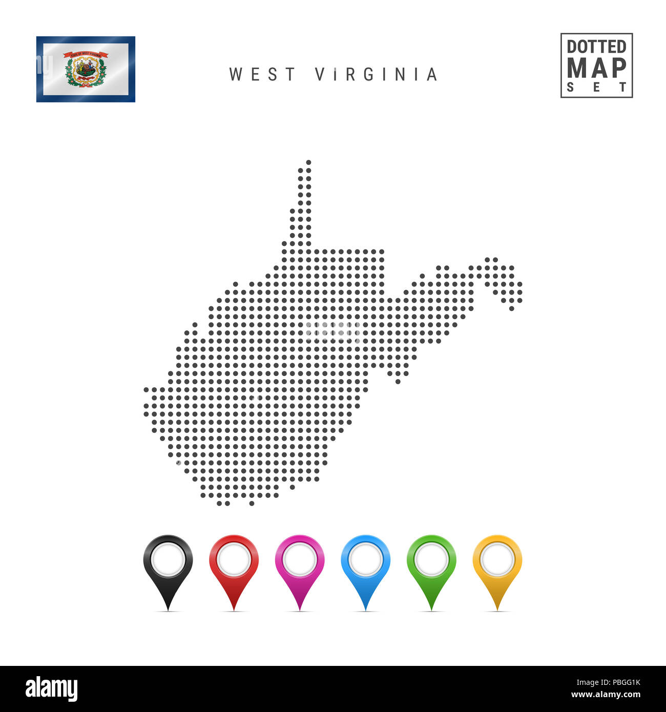 Dots Pattern Map of West Virginia. Stylized Simple Silhouette of West ...
