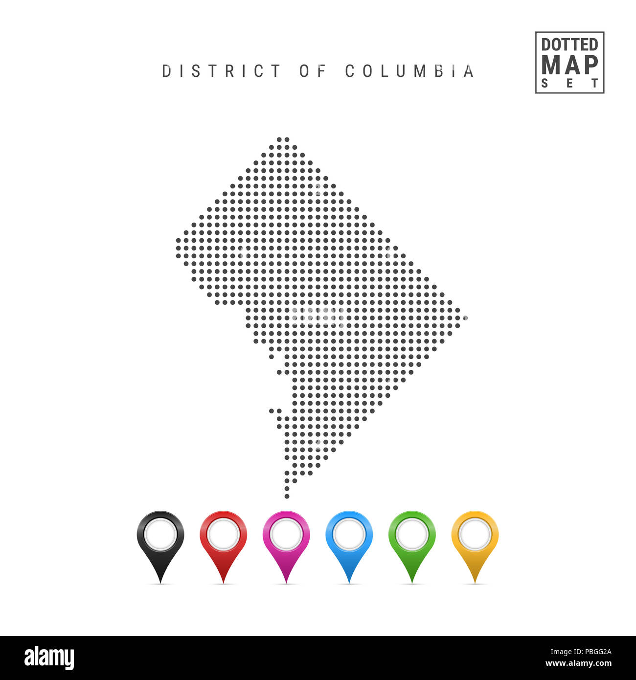 Dots Pattern Map of Washington DC. Stylized Simple Silhouette of ...