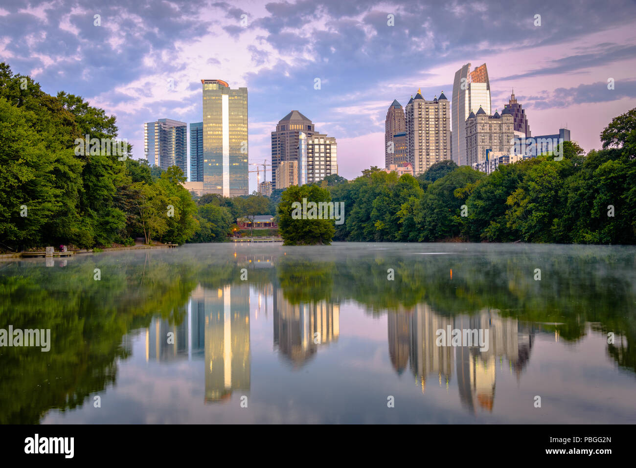 Atlanta, Georgia, USA midtown skyline from PIedmont Park Stock Photo ...