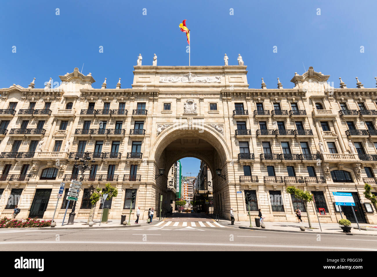 Santander, Spain. The Edificio Banco de Santander, a neoclassical ...