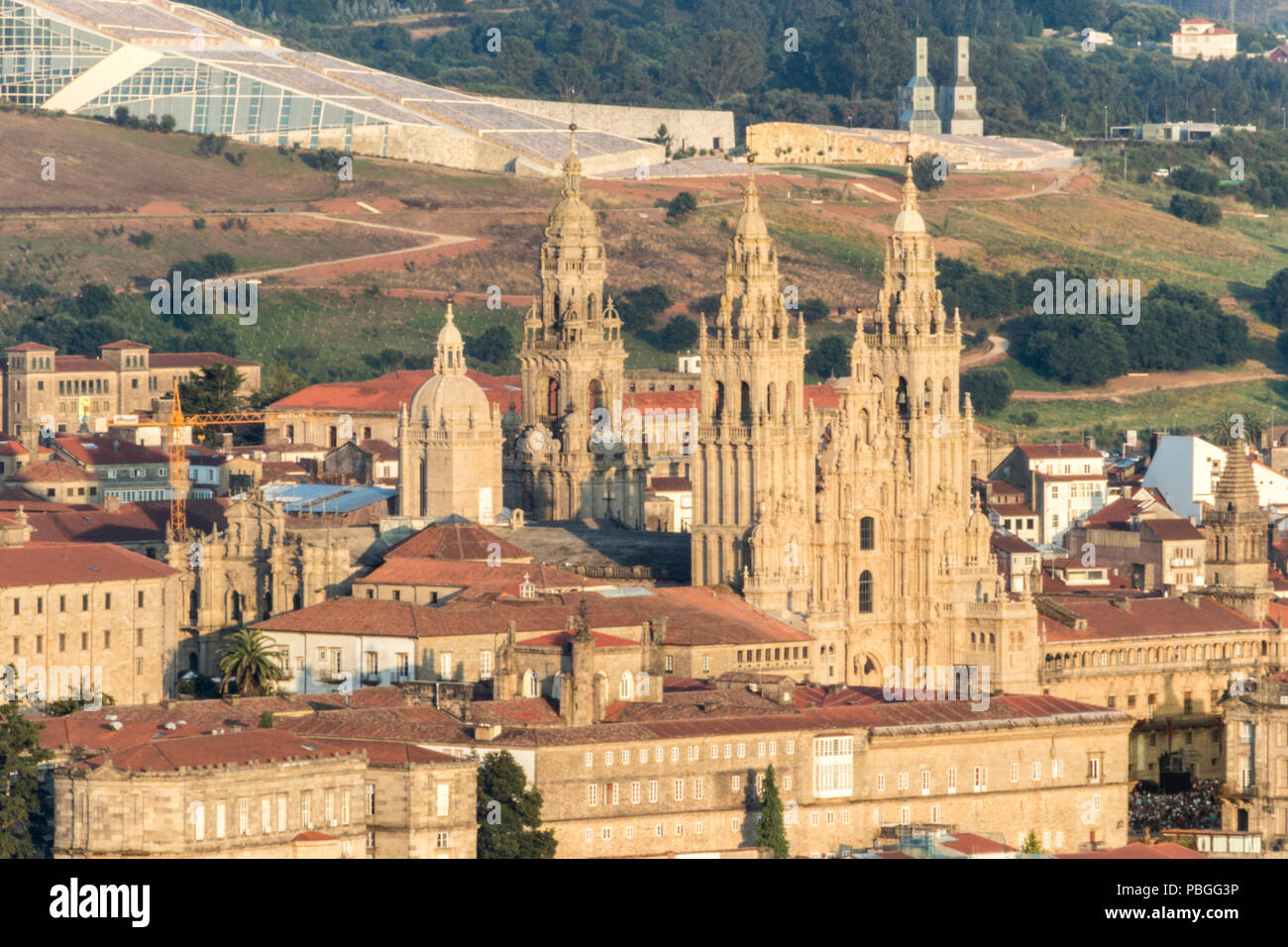 Santiago de Compostela, Spain. Aerial views of the Historic Old Town ...