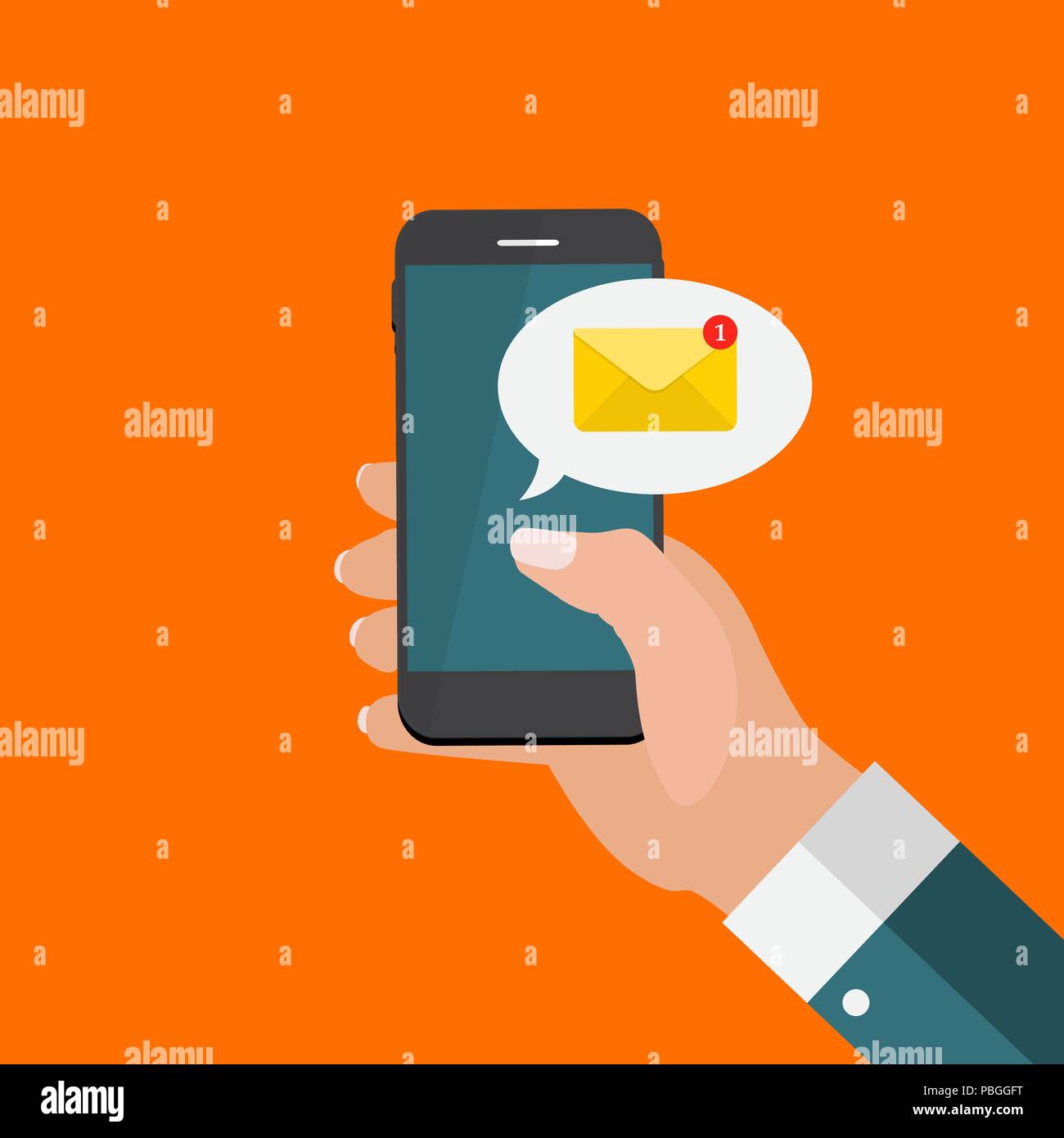 New Email on the smartphone screen notification concept. Vector ...
