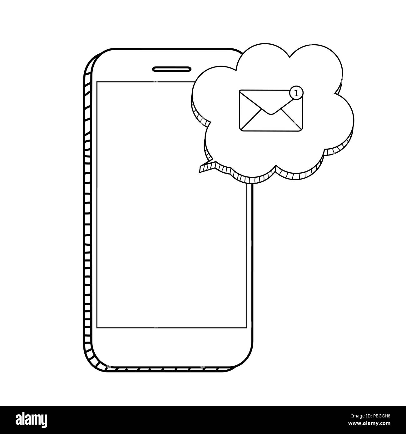 New Email on the smartphone screen notification concept. Vector ...