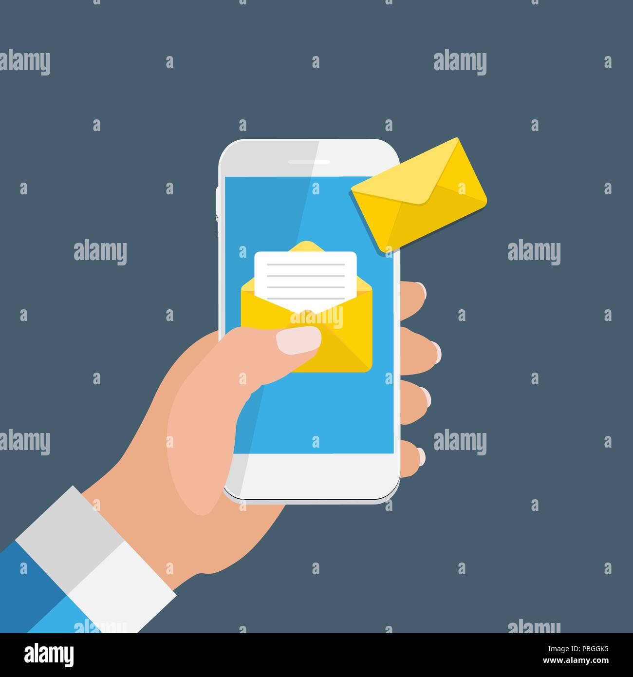 New Email on the smartphone screen notification concept. Vector ...