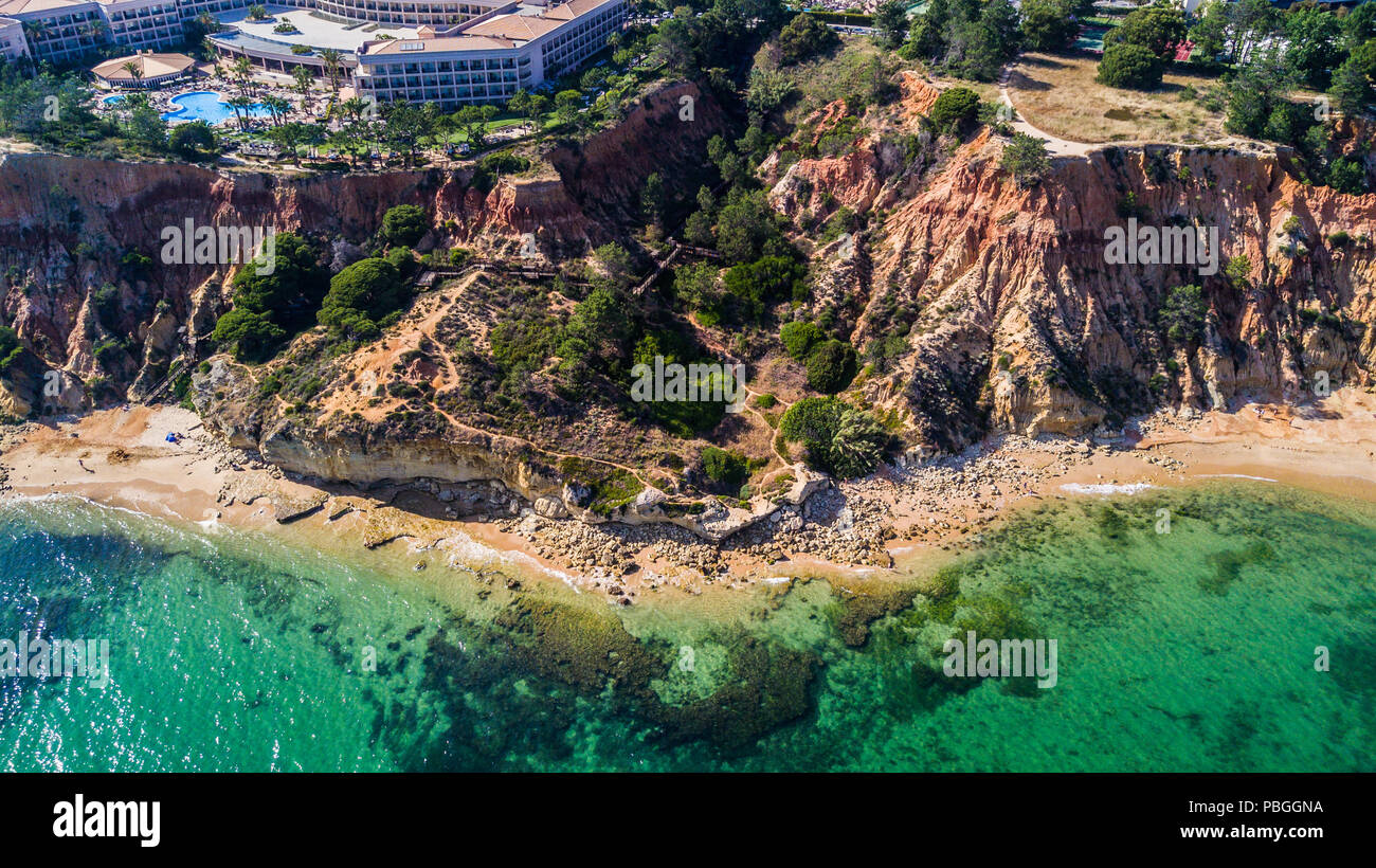Beautiful Falesia beach from above in Portugal. Summer vocation Stock ...