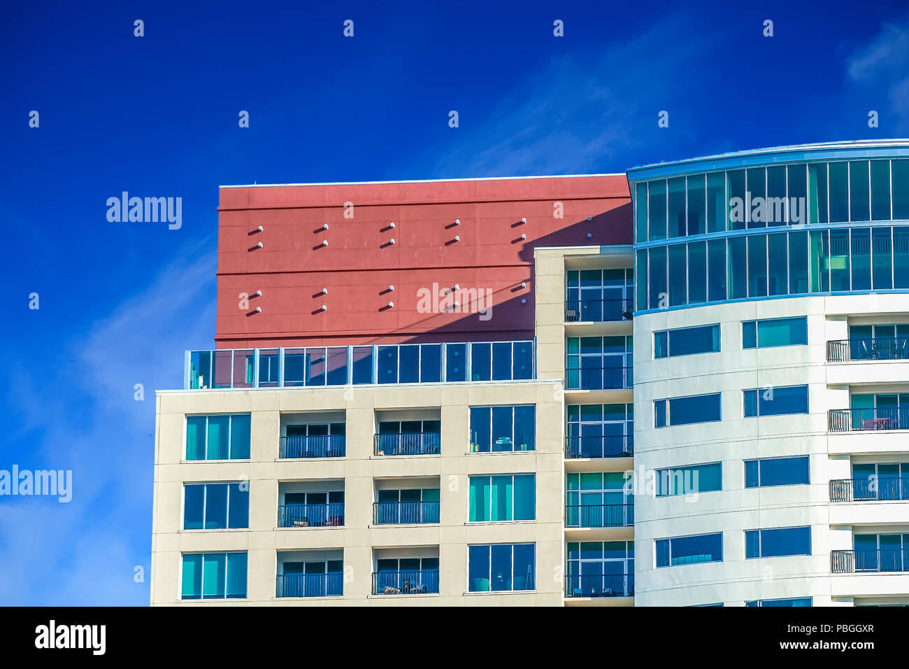 Blue white balconies windows hi-res stock photography and images - Alamy
