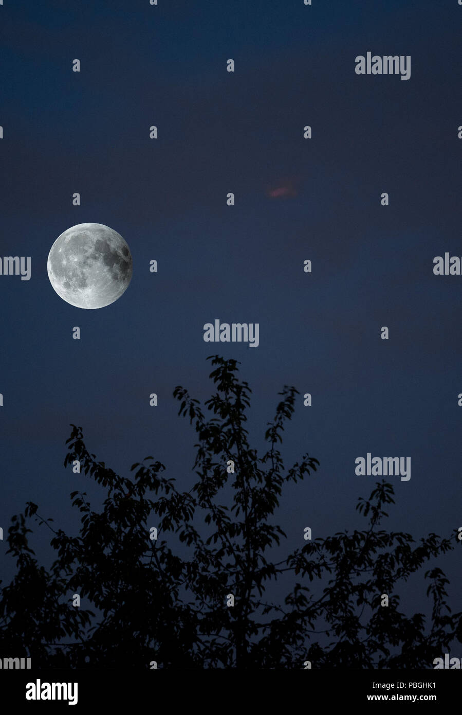 View of Total Lunar Eclipse bloodmoon on July 28 2018 in Germany Stock ...