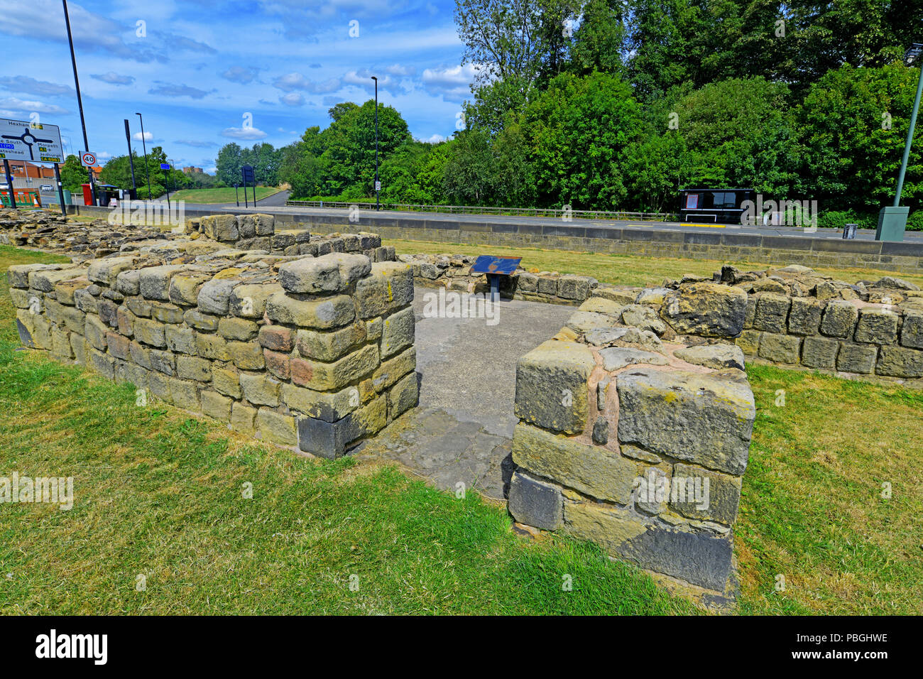 Roman Wall Turret 7b West Road built by Condercum fort Benwell Stock ...