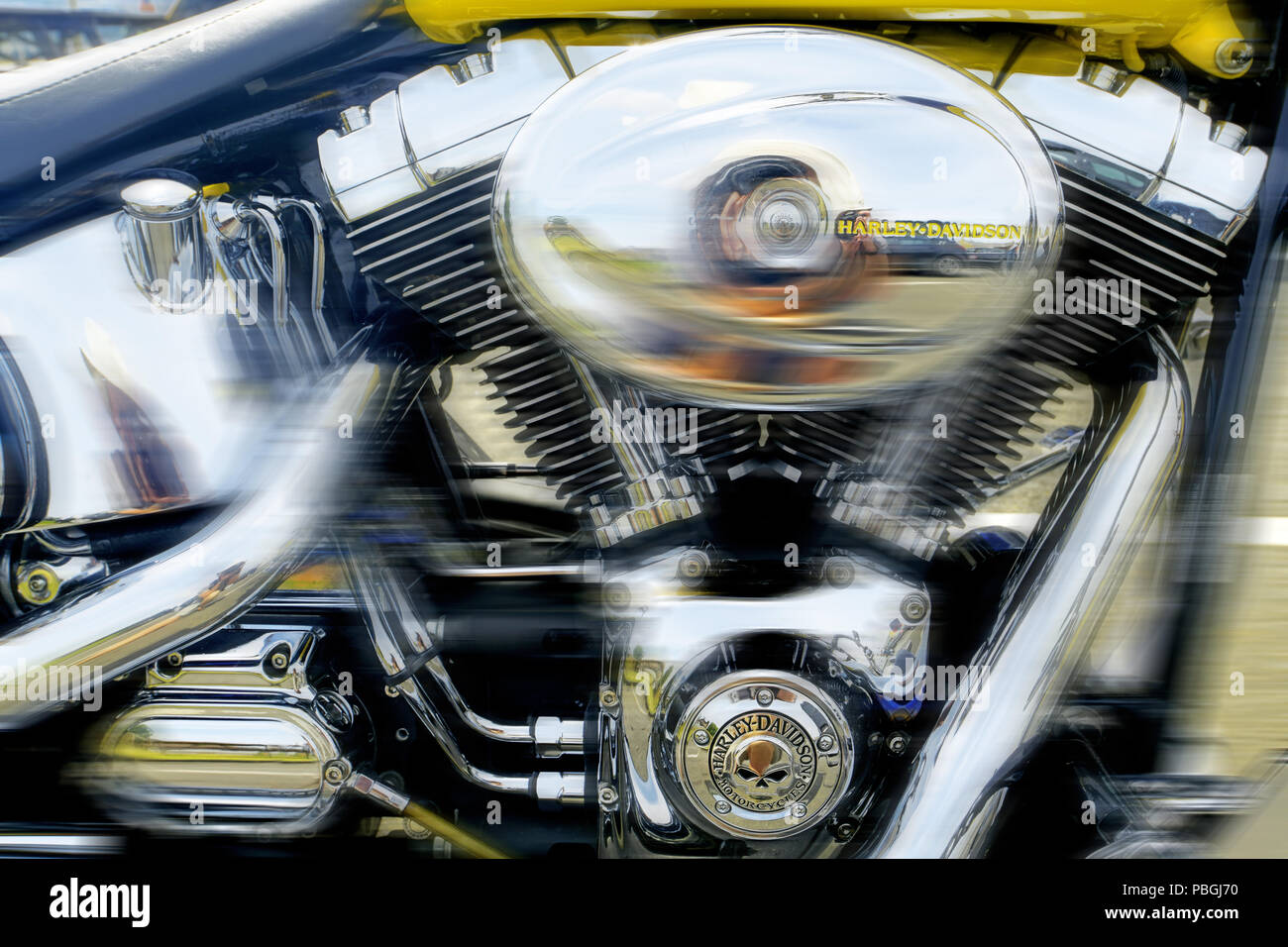 Harley Davidson motorcycle chrome and V engine Stock Photo - Alamy