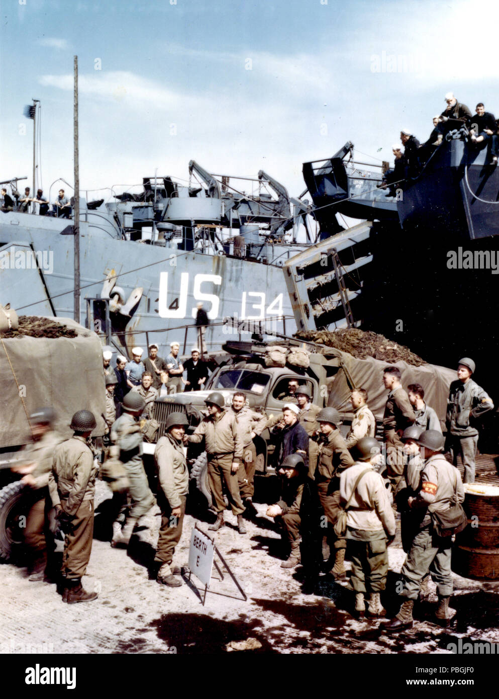 Trucks which will carry supplies to front line troops when the assault ...