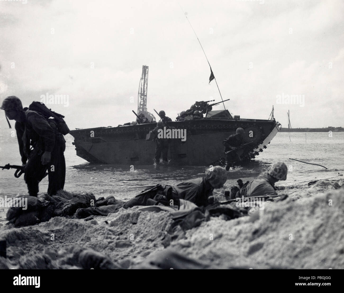 Marines head for the beach of Namur, Kwajalein atoll in the Marshall ...