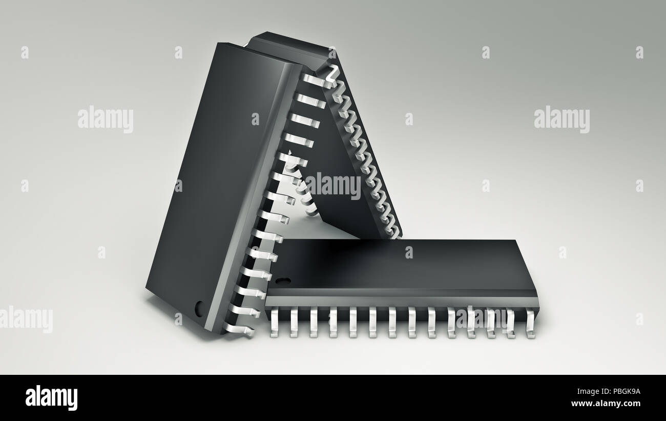 Computer chips isolated. 3d rendering Stock Photo - Alamy
