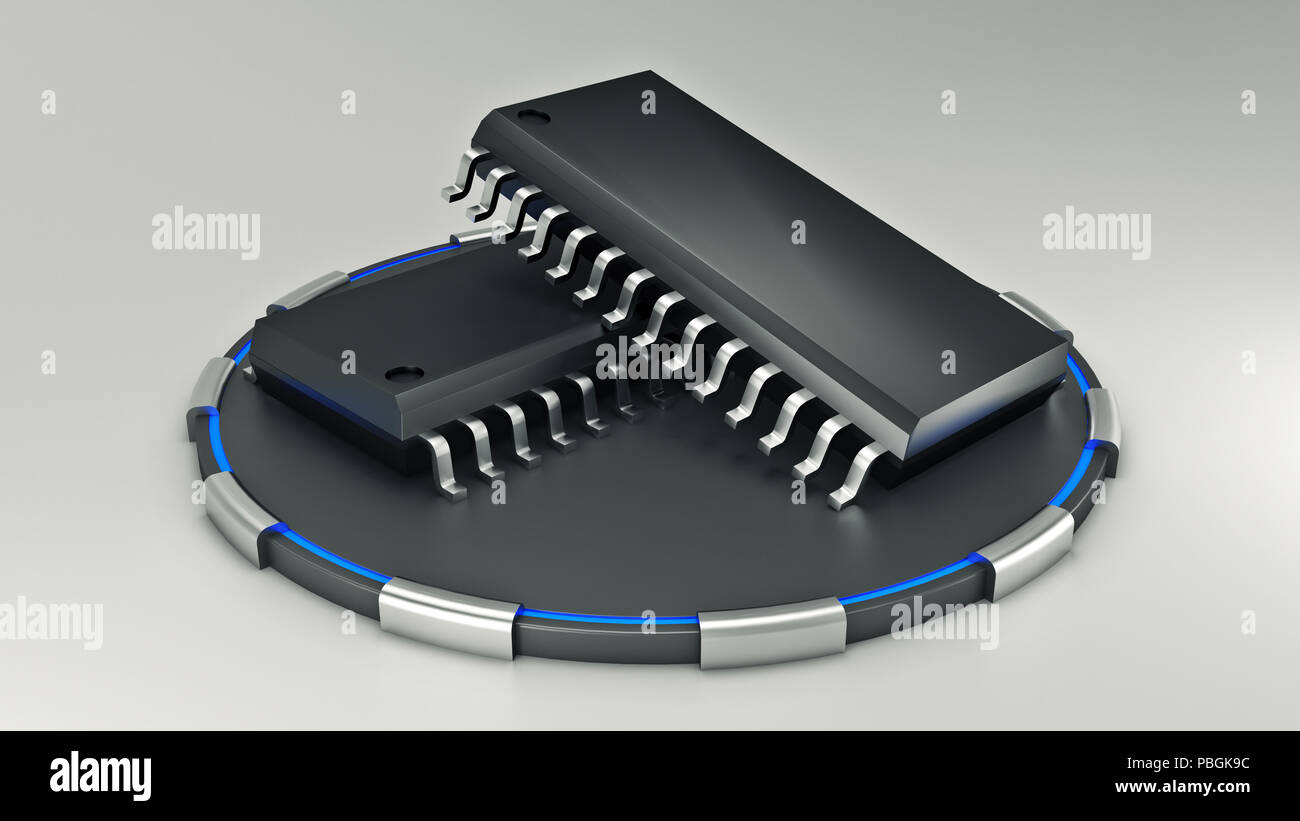 Computer chips isolated. 3d rendering Stock Photo - Alamy