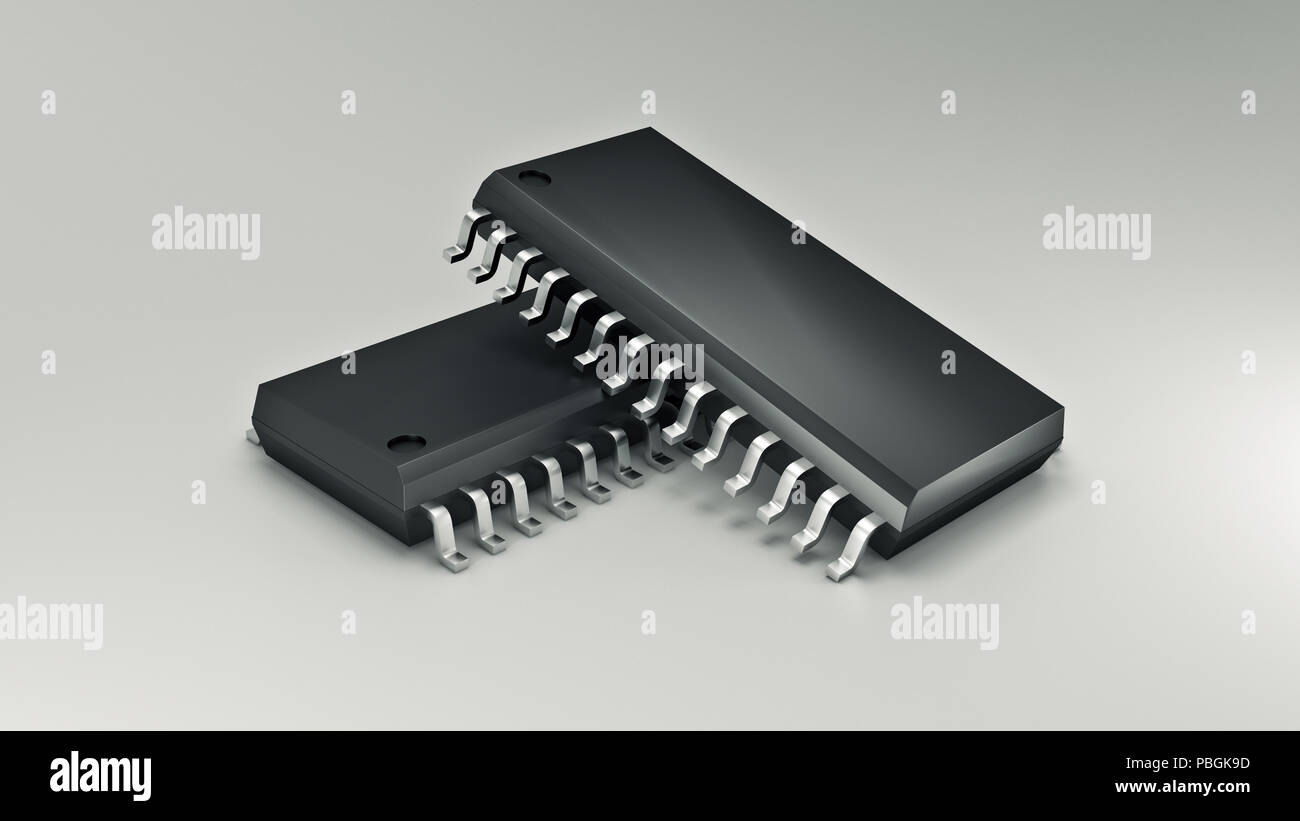 Computer chips isolated. 3d rendering Stock Photo - Alamy