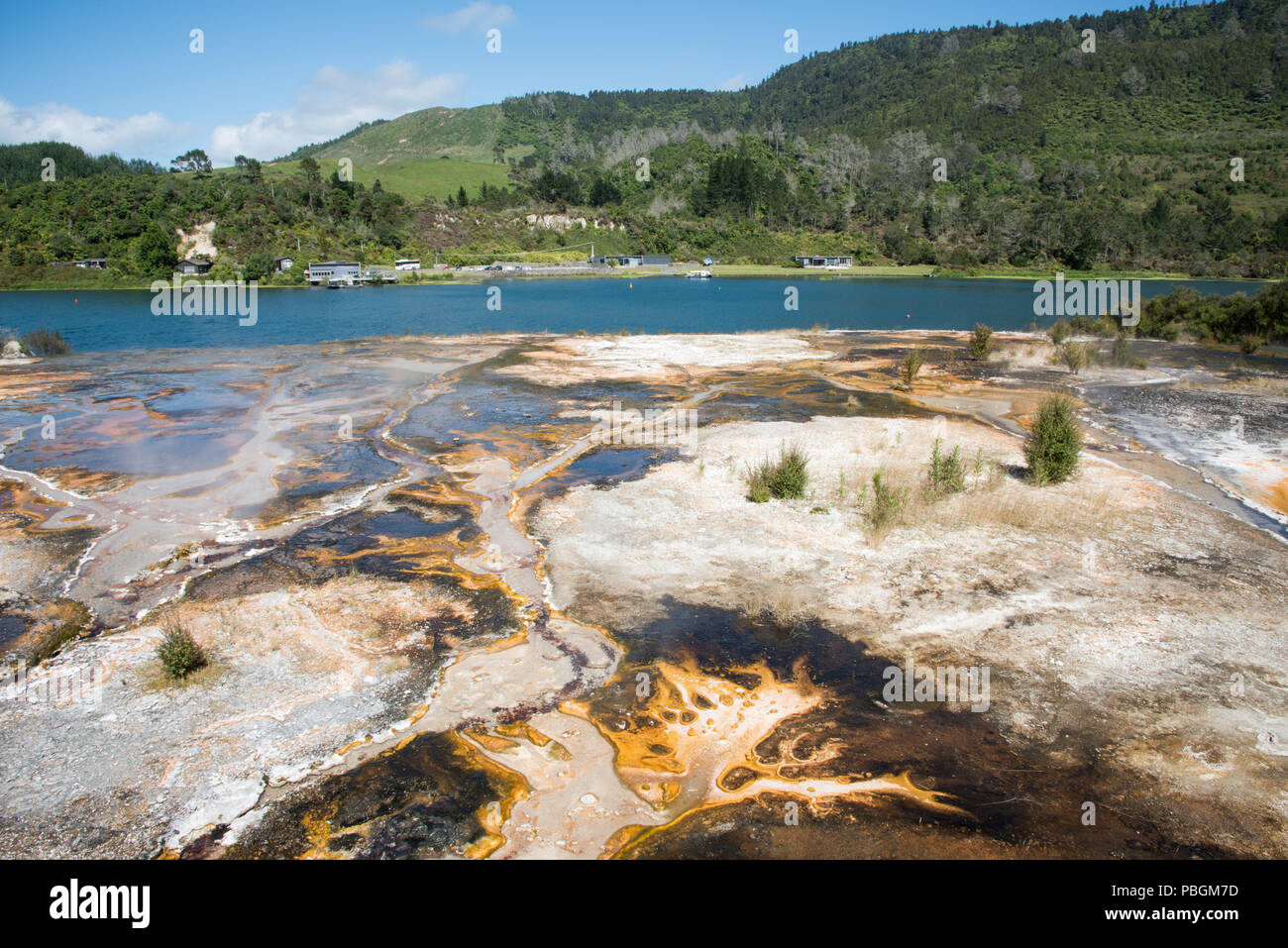 Rotorua, North Island, New Zealand-December 16,2016: Lake Ohakuri with ...