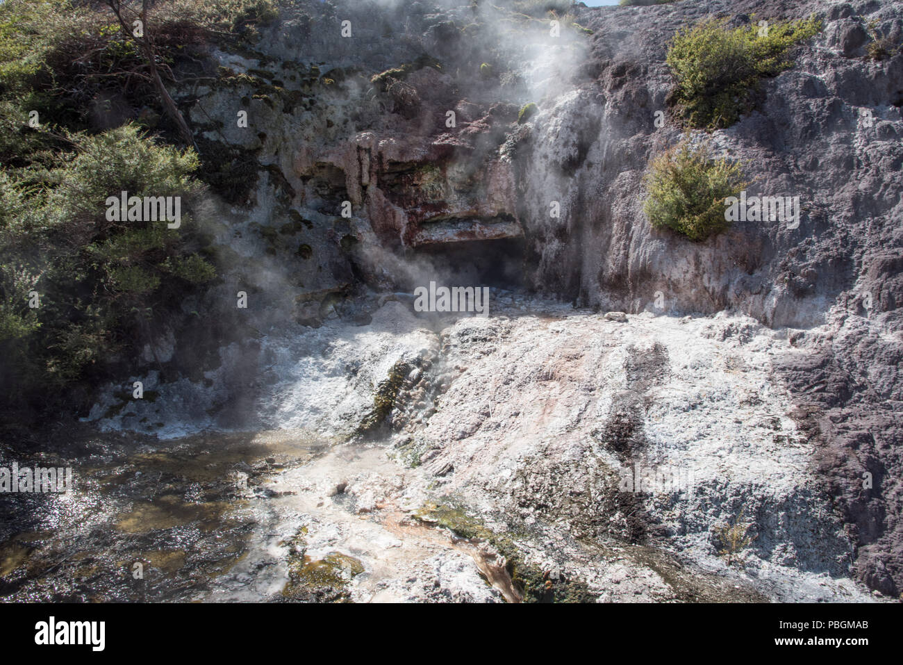 Fumarole and mineral deposits at the geothermal area Orakei Korako in ...