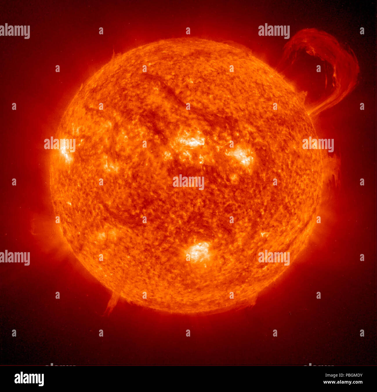 Nasa imagery of solar activity and large prominence on the Sun 1999 ...