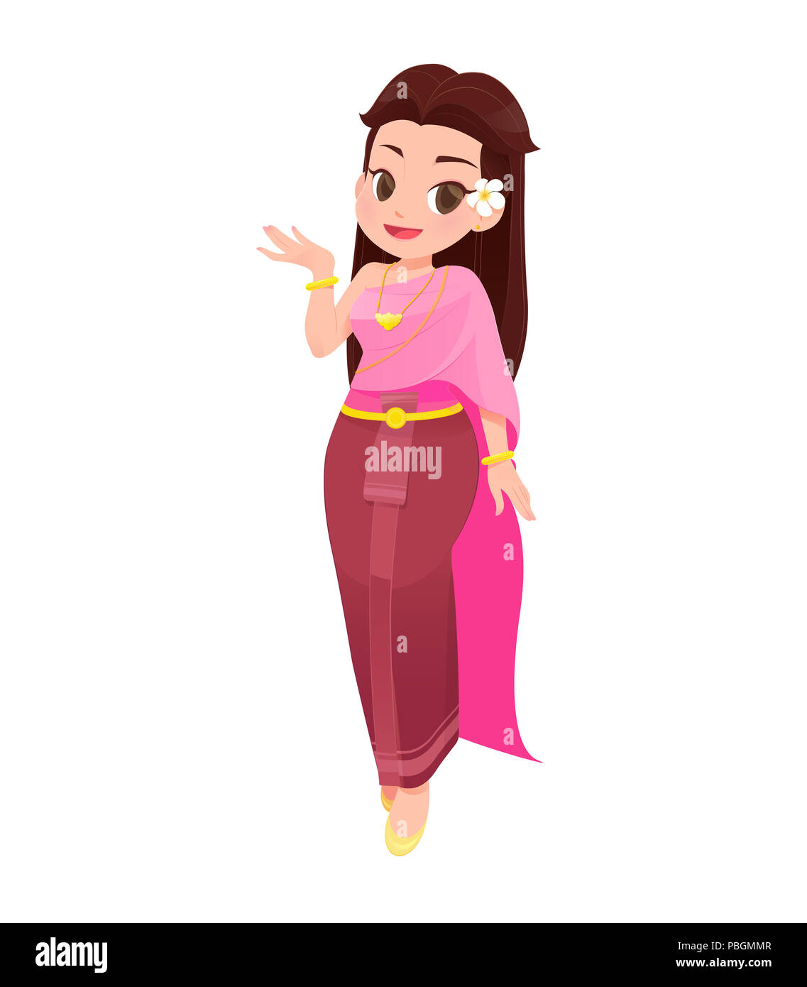 Thai woman frangipani flower Cut Out Stock Images & Pictures - Alamy