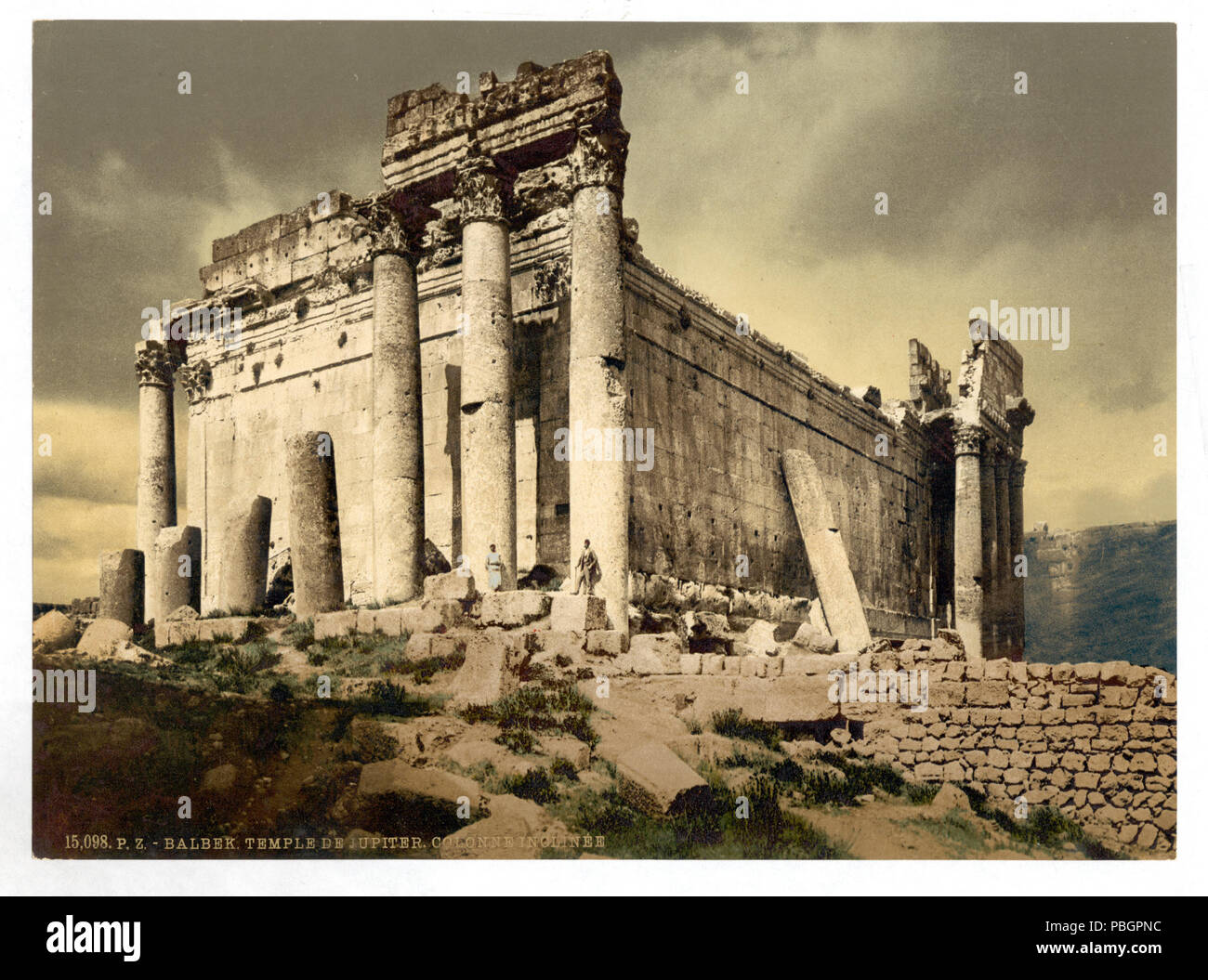 1603 Temple of Jupiter, leaning column, Baalbek, Holy Land, (i.e., Ba ...