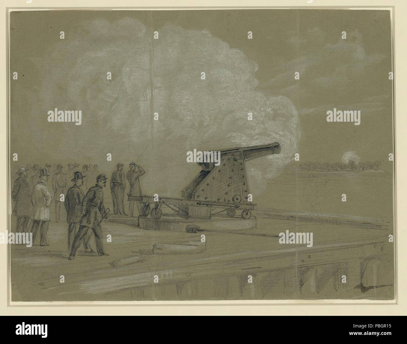 1606 Testing the Sawyer gun at the Rip Raps (Fort Wool Stock Photo - Alamy