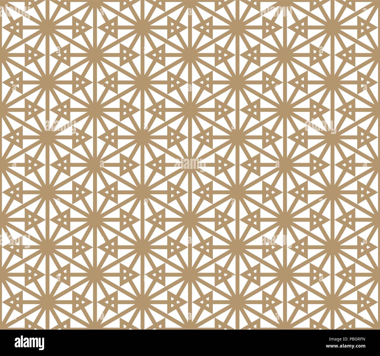 Seamless pattern based on Japanese ornament Kumiko.Golden color.Hexagon ...