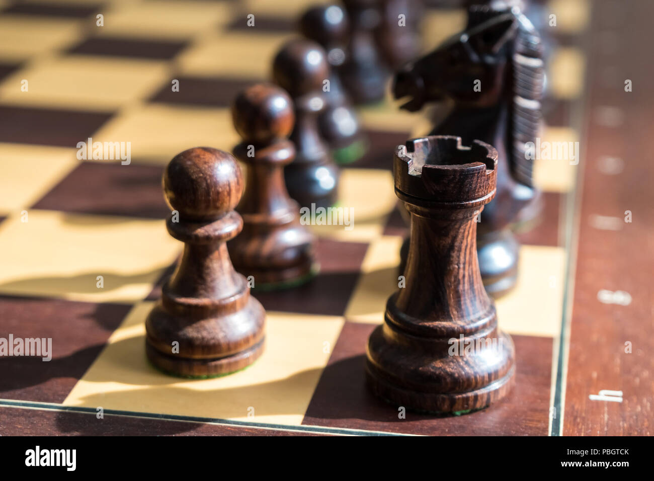 Set of chess figures on the playing board Stock Photo - Alamy