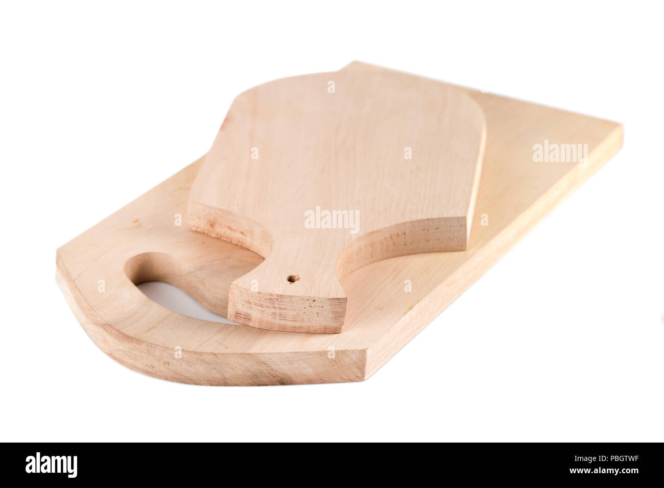 Handmade wooden chopping board isolated on white background Stock Photo ...