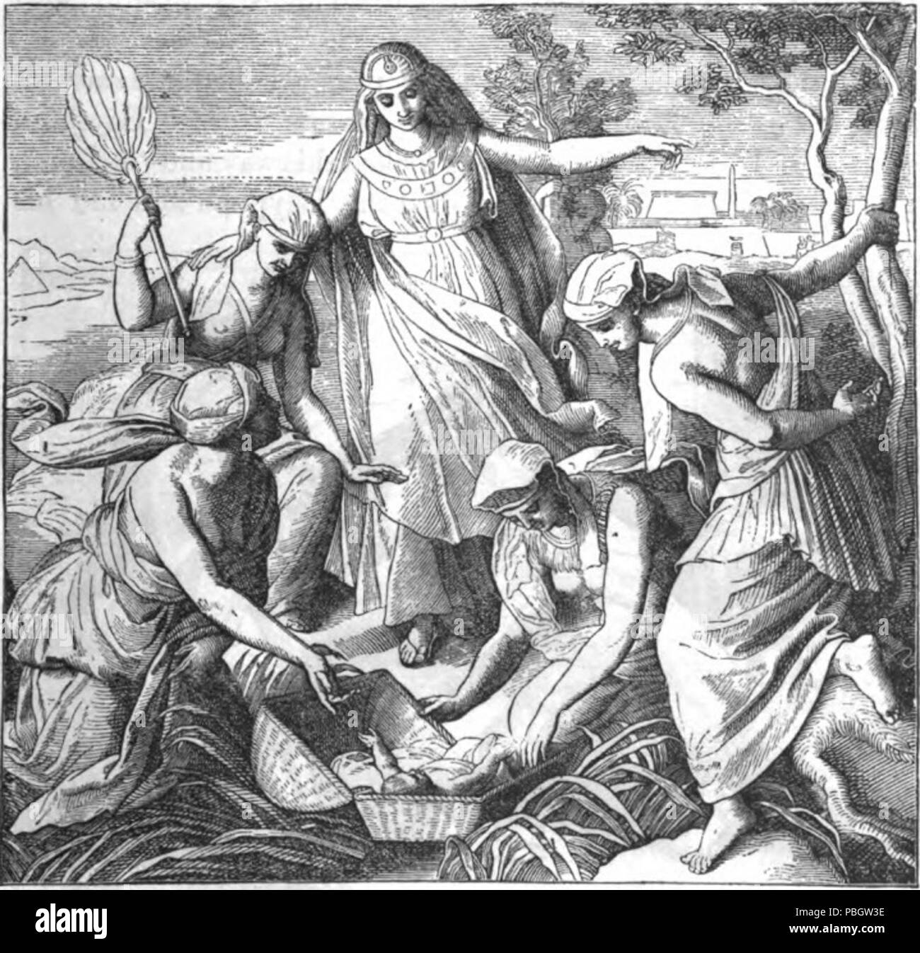 1627 The daughter of Pharaoh finds Moses Stock Photo - Alamy