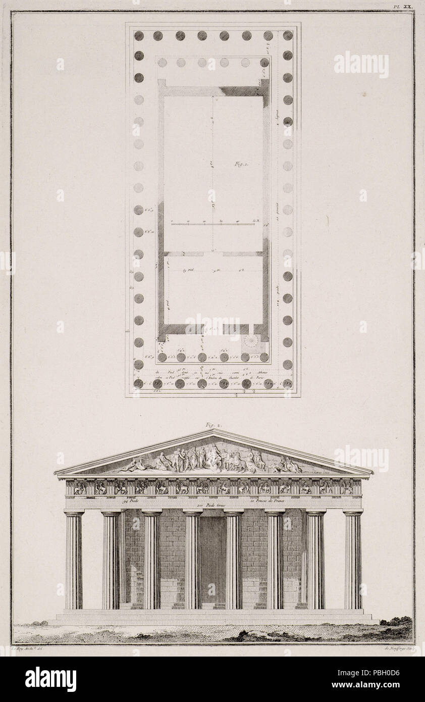 1664 The Parthenon- 1 Plan of the temple 2 West side of the temple On ...