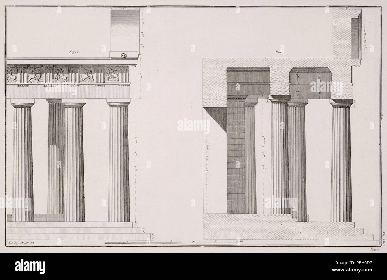 1664 The Parthenon- 1 Part of the east side of the temple 2 ...
