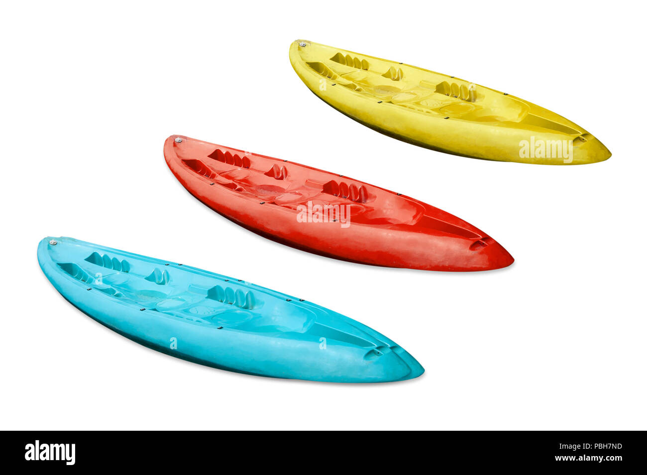 colored kayaks isolated on white background Stock Photo - Alamy