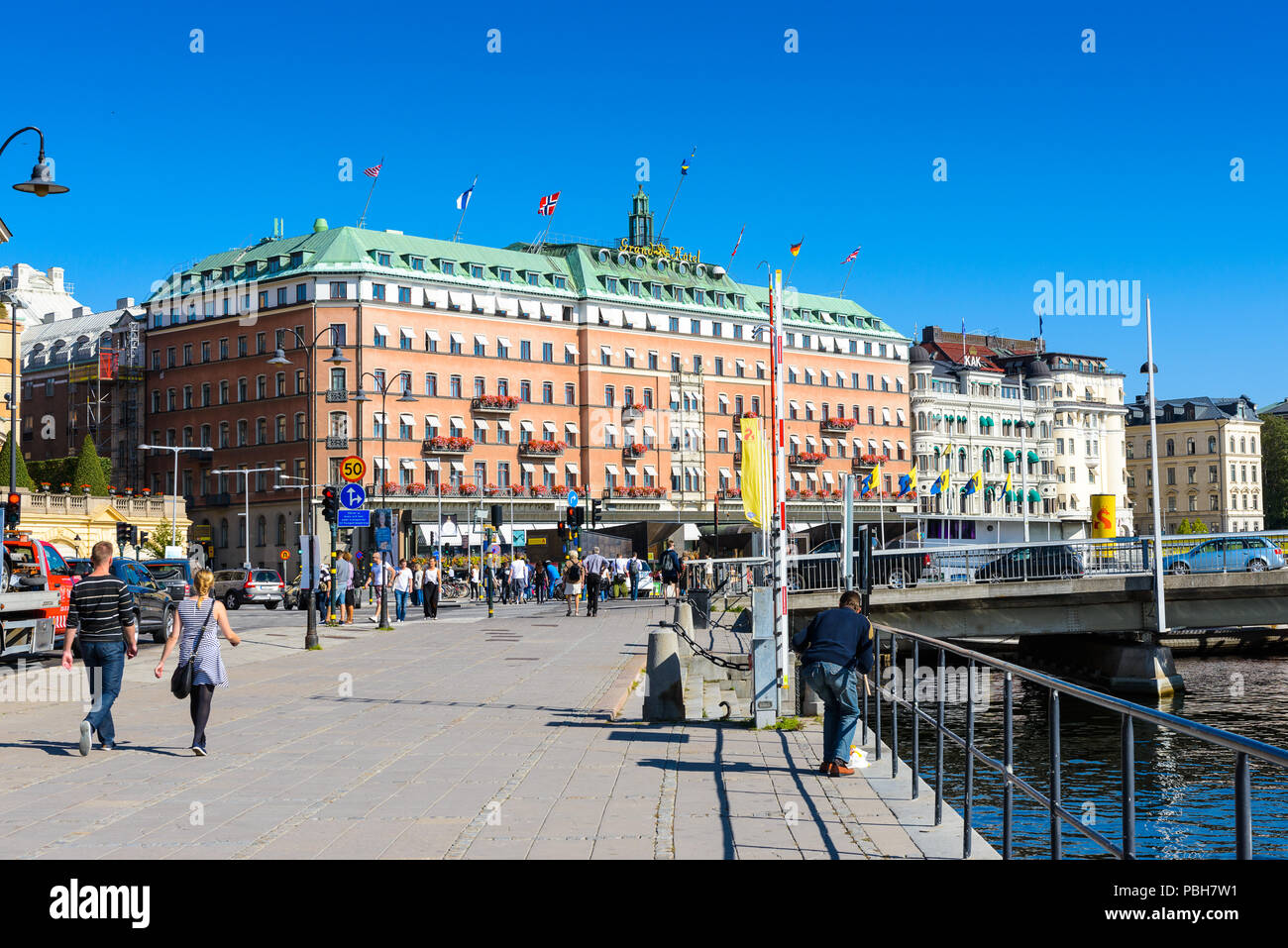 STOCKHOLM, SWEDEN - SEPTEMBER 7, 2014: Grand Hotel, a five-star hotel ...