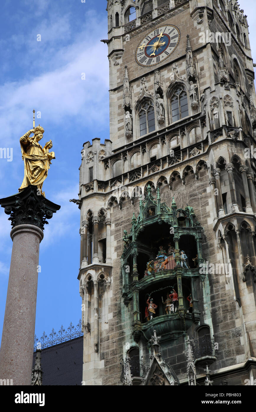 The Golden statue of Mary (Mariensaule), a Marian column on the ...