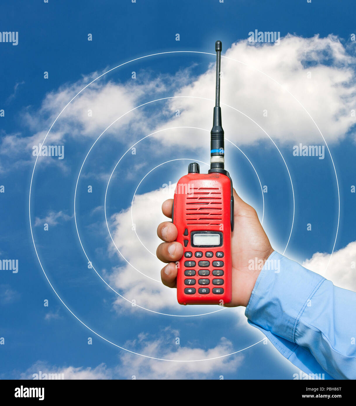 Using portable radio transceiver hi-res stock photography and images ...