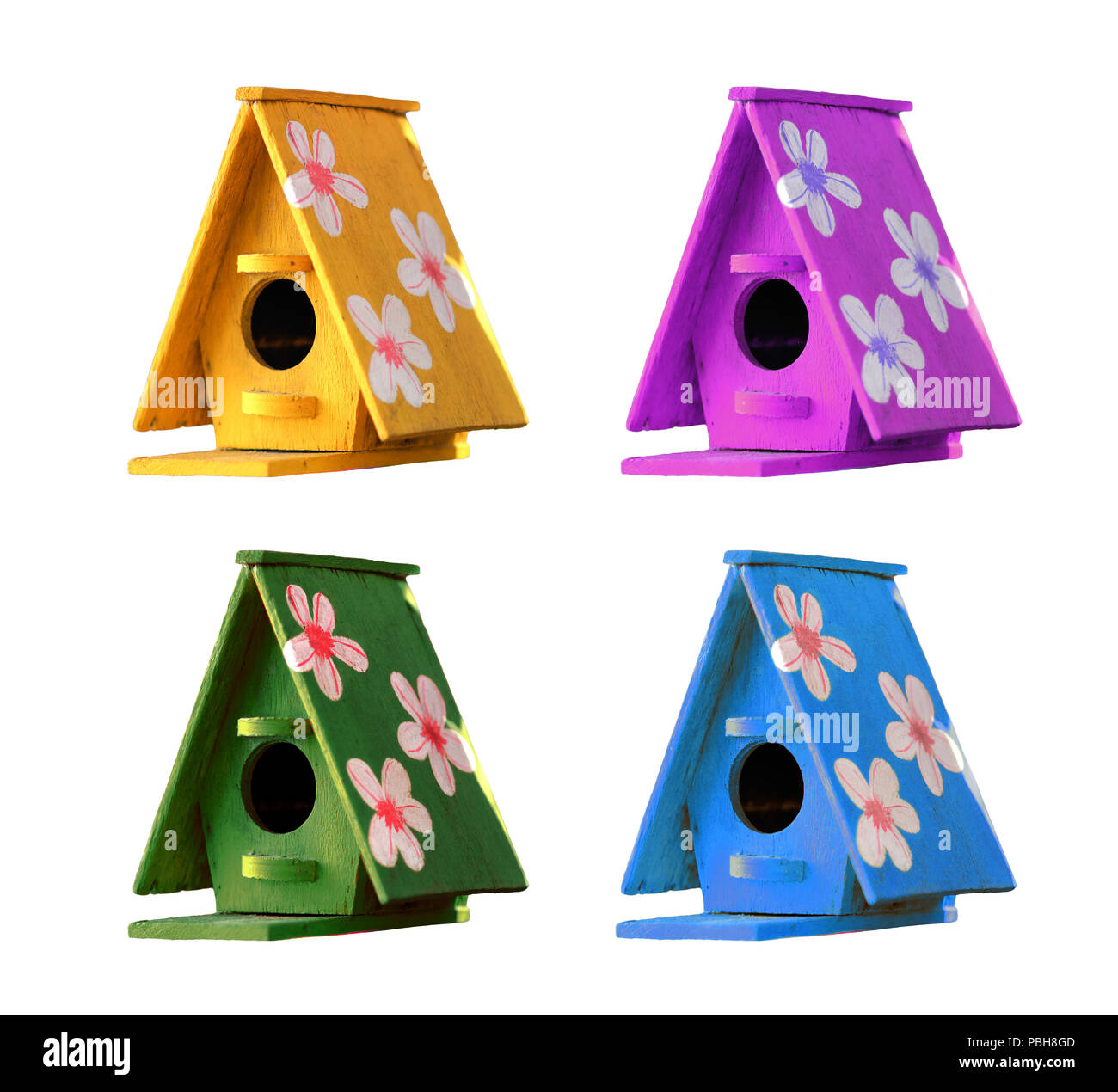 wooden bird house isolated on white background Stock Photo - Alamy