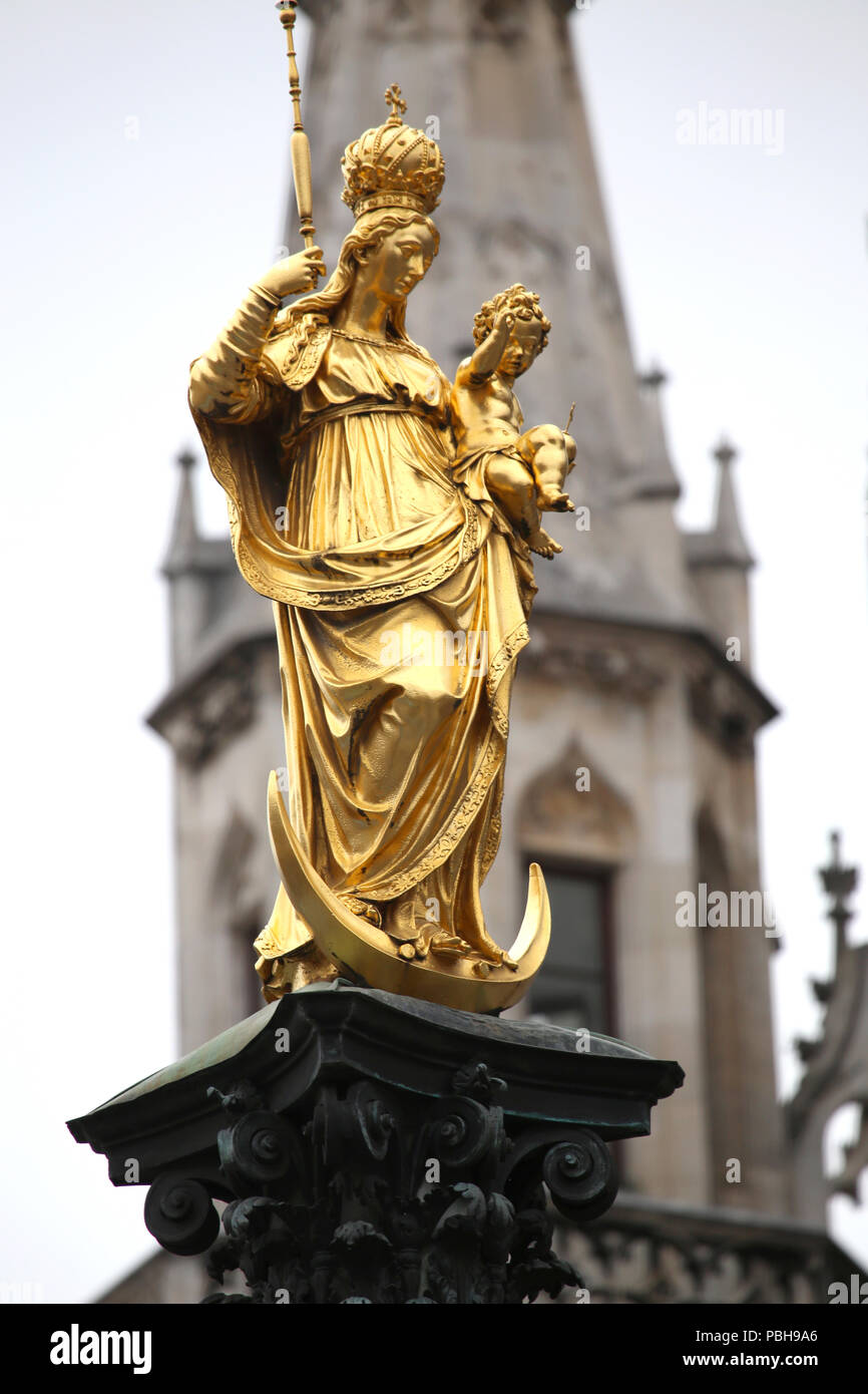 The Golden statue of Mary (Mariensaule), a Marian column on the ...
