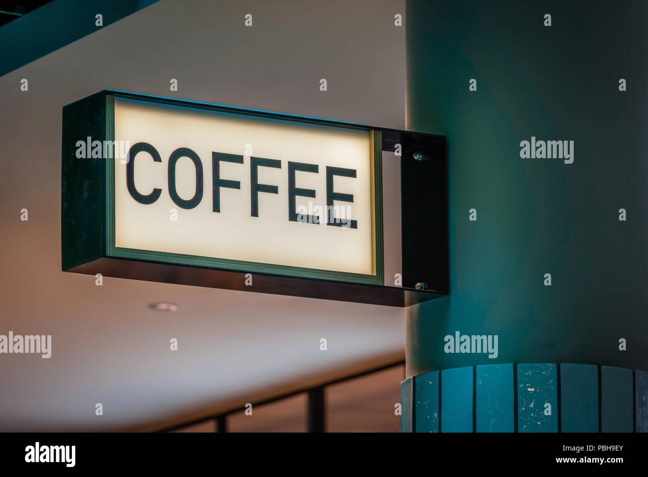 Coffee sign on a coffee shop in the street Stock Photo - Alamy