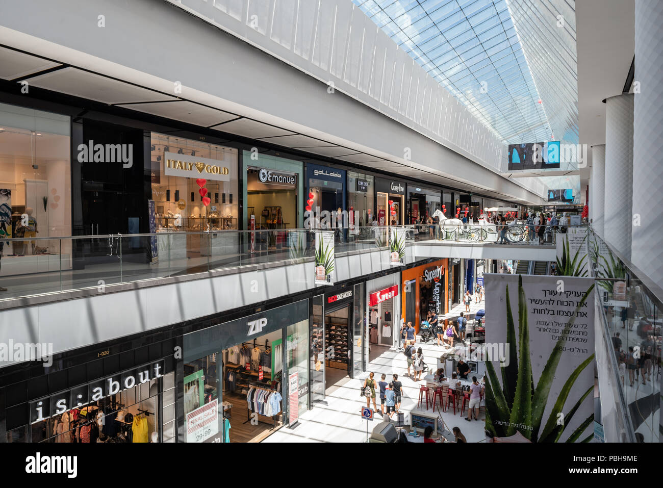 Israel, Tel Aviv - 27 July 2018: Interior of the TLV fashion mall Stock ...