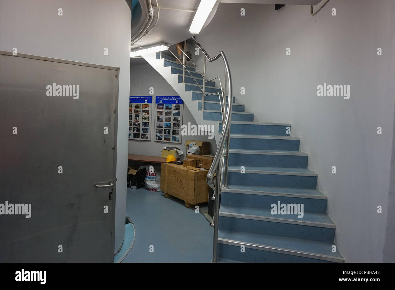 Interior of the famous Helmos Observatory (Aristarchos Telescope). It ...