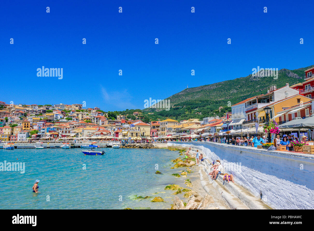 Amazing view from the coastal city of Parga with beautiful ...