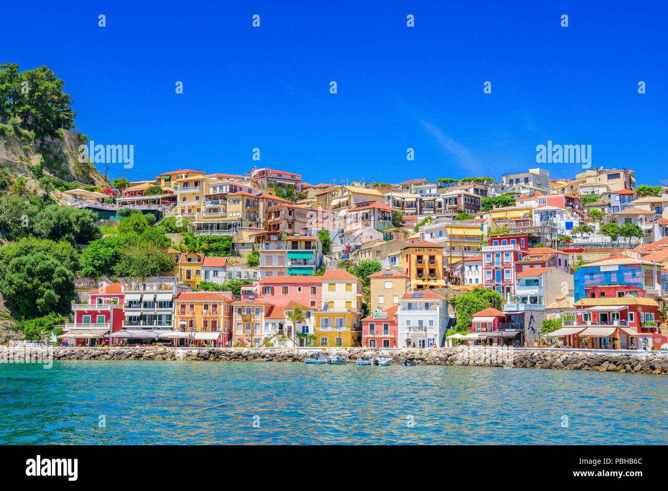 Amazing view from the coastal city of Parga with beautiful ...