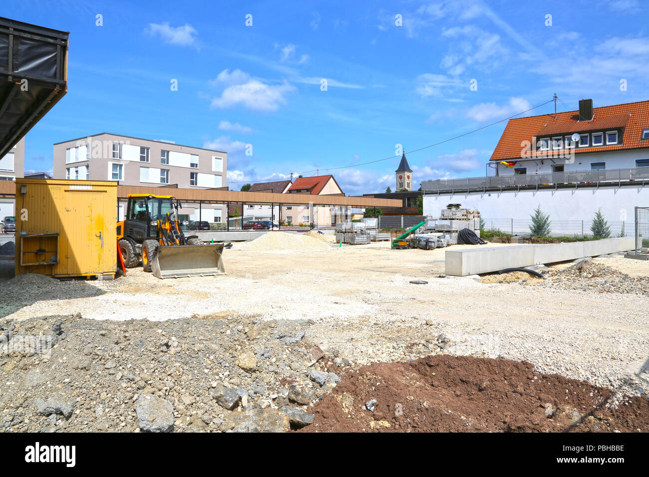 Construction of a new modern public community building in the town in ...