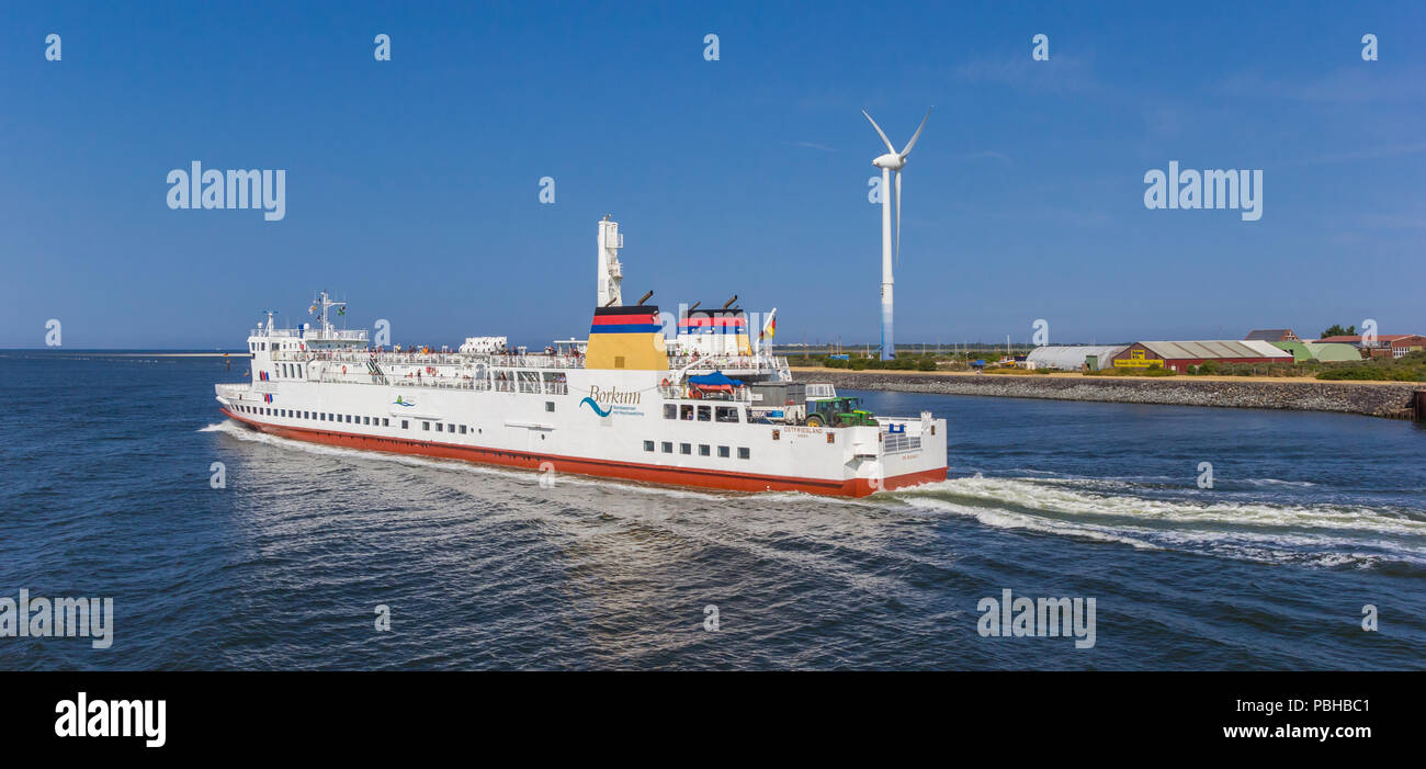 Panorama of the passenger ferry between Borkum island and the german ...